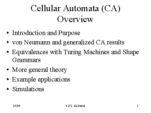 Cellular Automata (CA)