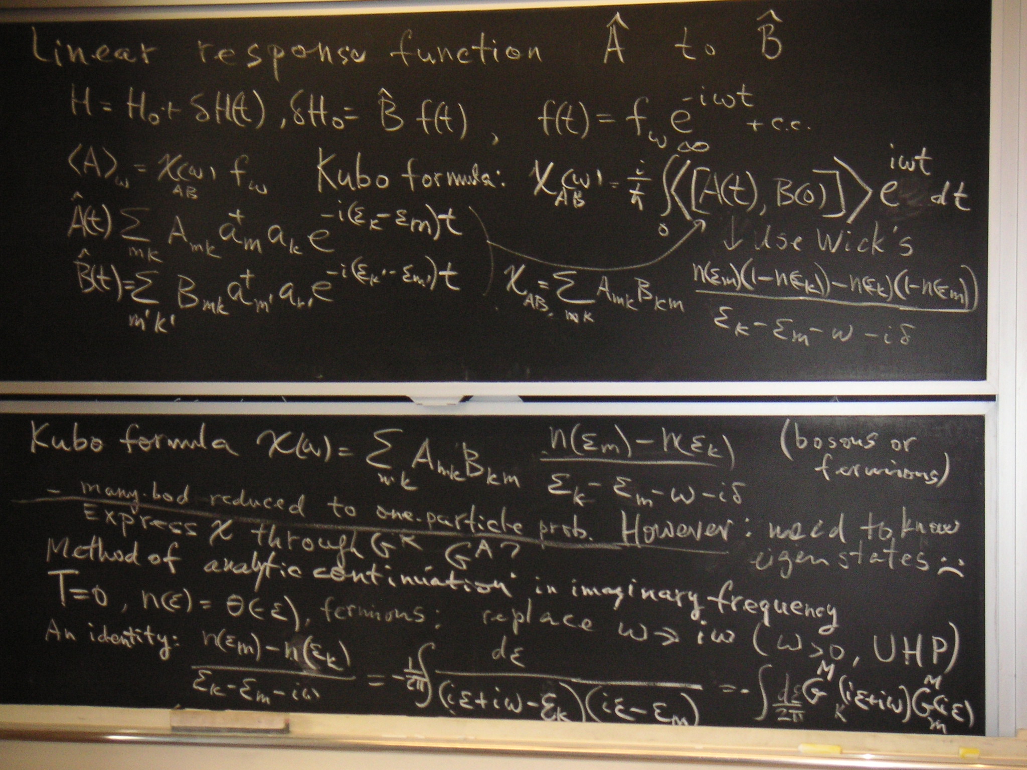 Lecture 11: Kubo formula and imaginary-frequency Greens functions
